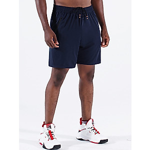 NELEUS Men's Basketball Shorts 7" Workout Running Shorts,6083,3 Pack,Black/Grey/Navy Blue,L