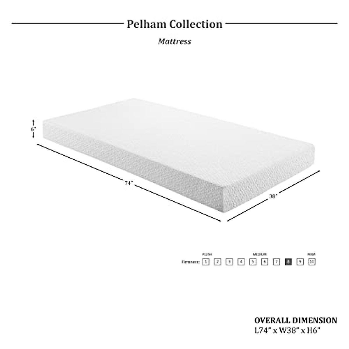 Lexicon Pelham 6-Inch Gel Infused Memory Foam Mattress, Twin, White