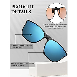 Frienda 3 Pair Oversize Polarized Clip-on Sunglasses Large Anti-glare TR90 Frame Flip up Driving Glasses for Women Men (Yellow)