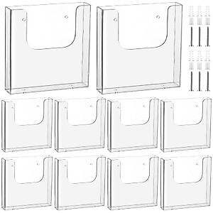 10 Pcs Brochure Holder 6.4 x 6.5 Inches Acrylic Flyer Holder Wall Mounted Magazine Holder Clear Document Holder Plastic Hanging Mail Holder for Wall Hanging Brochure Display for Office Class Supplies