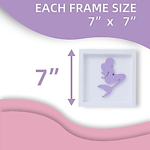 JunyRuny 3D Mermaid Wood Framed Wall Decor, Mermaid Bathroom Decor for Girl, Baby Girl Bedroom Decor, Mermaid Room Decor for Teens Girls, Little Mermaid Nursery Accessories, Hanging Wall Art