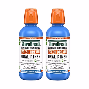 TheraBreath Fresh Breath Dentist Formulated Oral Rinse, Icy Mint, 16 Fl Oz (Pack of 2)
