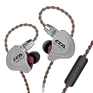 CCA C10 Hybrid in-Ear Earphones, 4BA+1DD HiFi Stereo Deep Bass Noise Isolating Sport IEM Wired Earbuds/Headphones, Stage/Studio in Ear Monitor with Detachable Cable 2Pin 0.75mm (with Mic, Purple)