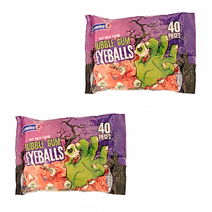 Columbina Scary Eyeballs Bubble Gum, 40-ct. Bags ( 2 pack )