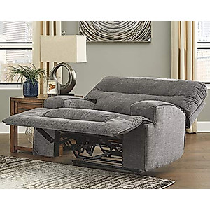 Signature Design by Ashley Coombs Contemporary Wide Seat Manual Pull Tab Recliner, Gray