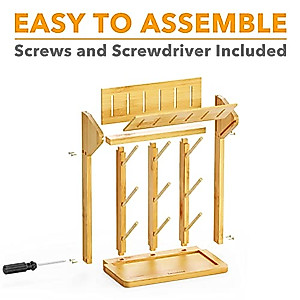 SpaceAid Bamboo Baby Bottle Drying Rack, Space Saving Kitchen Bottles Holder Organizer for Baby Bottle Rack Dryer Storage Accessories (Natural, 9 Bottles)