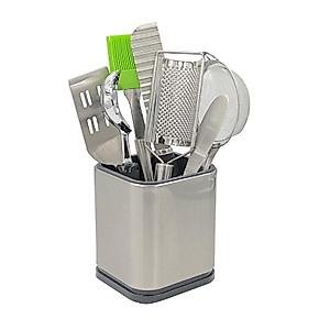 WSKC Flatware Holder Stainless Steel Small Utensil Crock - 4.6 Tall
