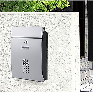 LIRONGXILY Mailboxes Wall-Mount Mailboxes Mailbox Outdoor Wall-Mounted European Villa Outdoor Community Household Mailbox Stainless Steel Mailbox Complaint Suggestion Box (Color : Silver)