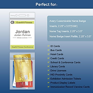 Fushing Pack of 50 Clear Plastic Vertical Badge Holders, Name Tag Holders, Card Holders (S)