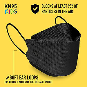 Good Mask Co. Good Comfort Disposable KN95 Kids' Face Masks, Comfortable Folding Face Masks, Bulk Face Masks, Pack of 25, Black