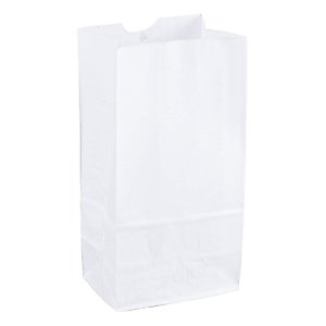 Perfect Stix 4lb Kraft White Paper Bags -5" W x 9 3/4" H w/ 3 1/8" Gusset. Pack of 100ct (Kraft White Bag 4-100)