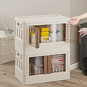 KLONVS Storage Bins with Lids, Stackable Storage Bins with Wheels & Folding Plastic Storage Boxes 3 Set, Collapsible Storage Containers for Closet Office Organizing, Clothes, Toys, Books, 8.4 Gallons