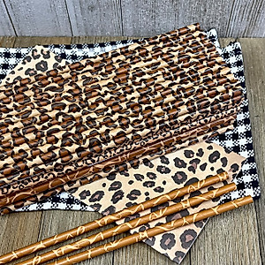 Outside the Box Papers Safari Theme Animal Print Paper Drinking Straws 7.75 Inches 75 Pack Black, Brown, Tan