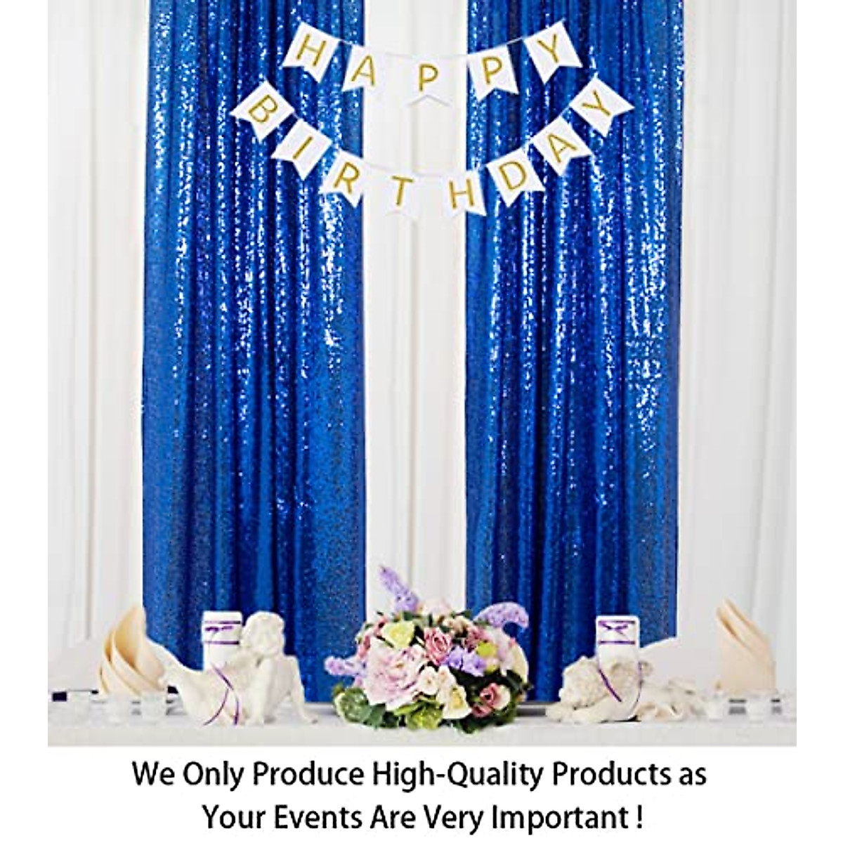 Sequin Curtains 2 Panels Royal Blue 2FTx8FT Sequin Photo Backdrop Sequin Backdrop Curtain Pack of 2-1011E