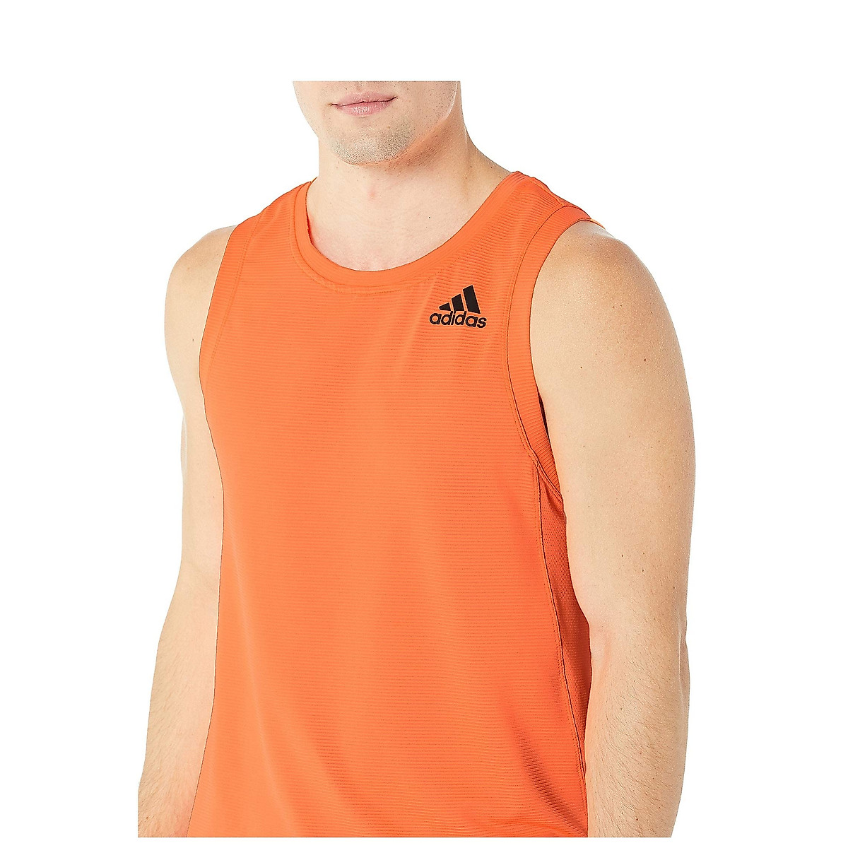 adidas mens AEROREADY 3-Stripes Tank Primeblue Screaming Orange Small