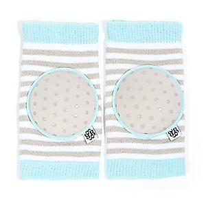 BELLA TUNNO Happy Knees - Baby Crawling Knee Pads with Anti-Slip Grip and Extra Padding to Protector Knees When Learning to Crawl, Up, Up and Away Blue, (KP41B)