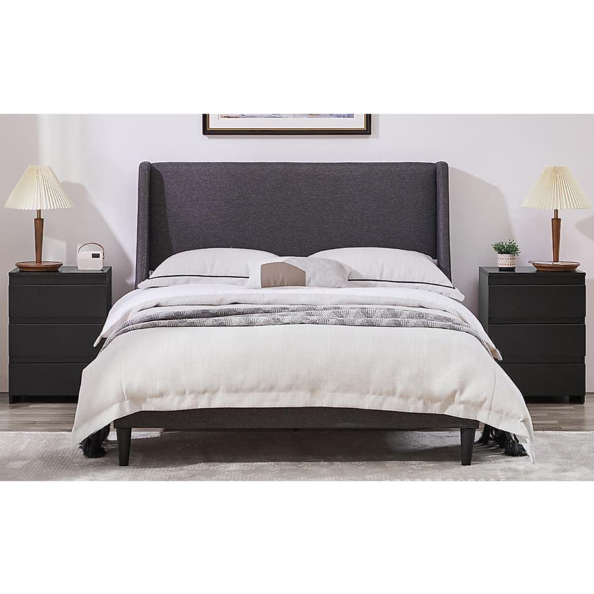 Yaheetech Wood Nightstands Set of 2, Bedside Tables with 3 Drawers, Cabinet Units Accent Tables with Storage Space for Bedroom/Small Space, Black