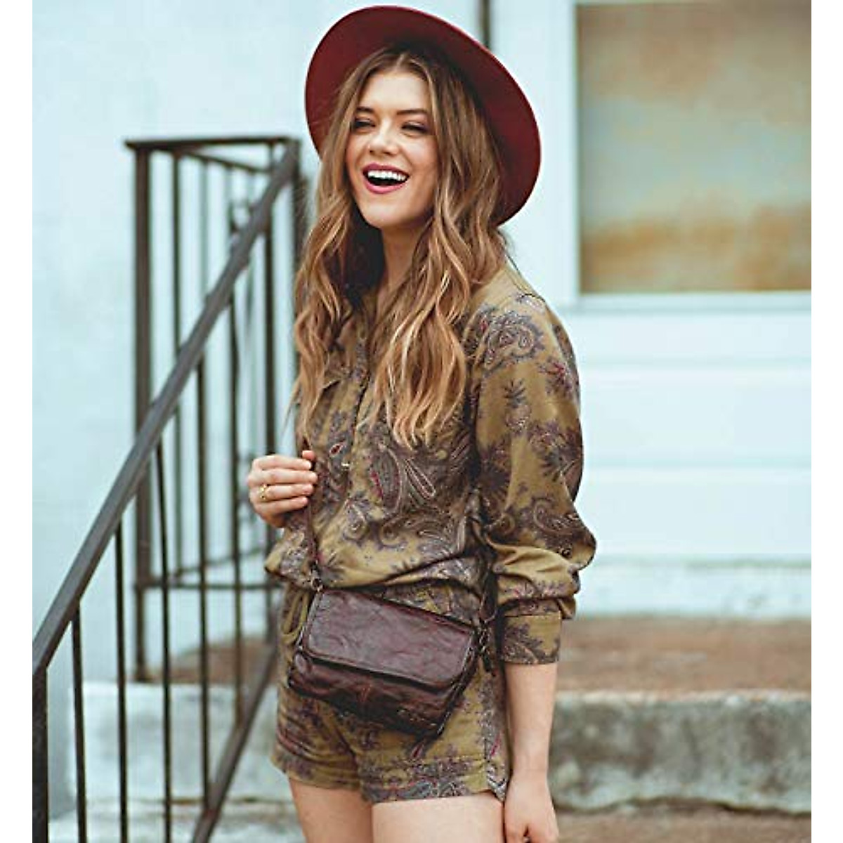 Bed|Stu Women’s Ziggy Leather Crossbody Bag (Teak Rustic)