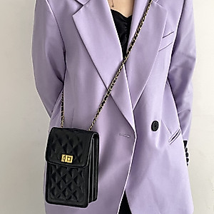 Seagloca 7.9“ Women PU Leather Quilted Crossbody Bag Shoulder Bag Phone Wallet Purse Chain Bag Clutch (White)