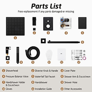 KES Shower System with Tub Spout Bath Shower Faucet Set Complete 10 Inch Rain Shower with Handheld Spray Pressure Balance Black, XB6305-BK