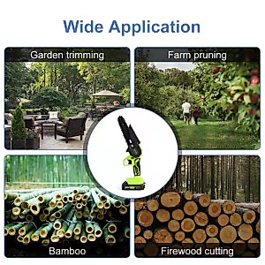 Mini Chainsaw, Zoroley Cordless Chainsaw 6 Inch, 24V Battery Powered Chainsaw, Handheld Portable Electric Chainsaw for Tree Trimming Branch Wood Cutting, Garden Bush Pruning(2 Batteries & 2 Chains)