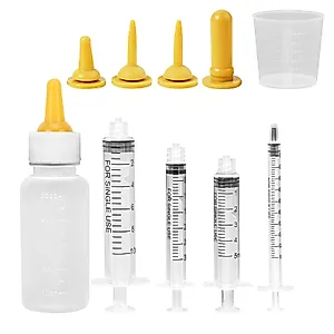 Sobirdos Pet Nursing Bottle,Puppy Bottles for Nursing,Miracle Nipple,Kitten Nursing Bottle,Mini Pet Feeding Bottle and Syringes with Nipples for Newborn Rabbits, for Feeding Small Animals(5pcs)
