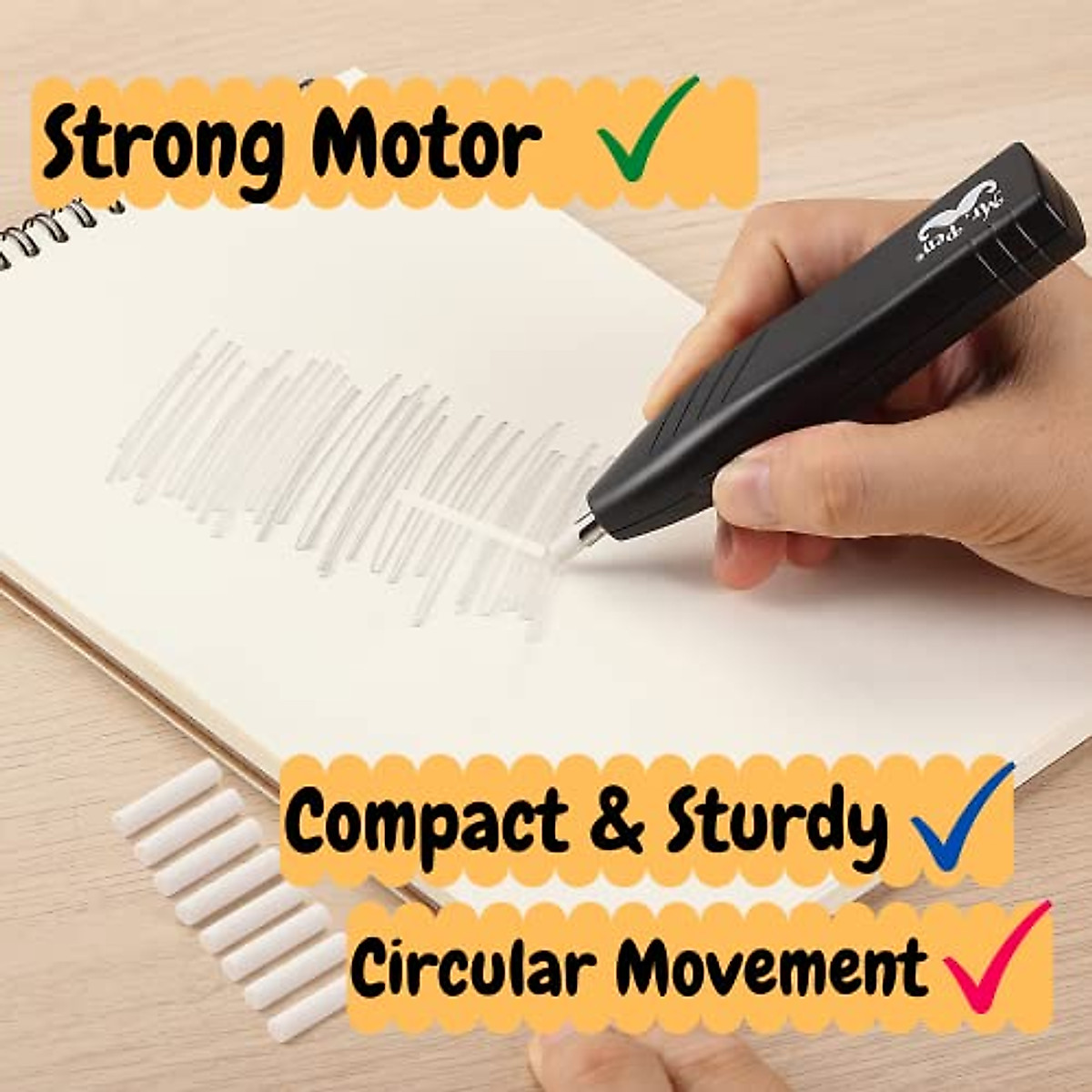 Mr. Pen- Electric Eraser Kit, 36 Eraser Refills and 1 Brush, Battery Operated Eraser for Artists, Electric Pencil Eraser, Drawing