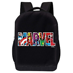 MARVEL COMICS CLASSIC LOGO BACKPACK - MARVEL BLACK CLASSIC LOGO 18 INCH AIR MESH PADDED BAG (Marvel Retro Logo)
