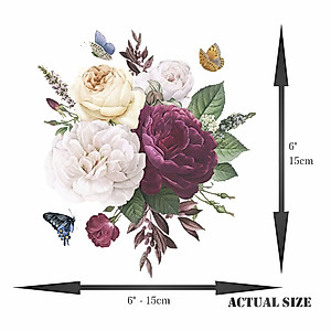 Bouquet Rub on Transfer, 6 x 6 inch Sheet - Dry Rub-On/Off Transfers Stickers for Decoupage Scrapbooking Crafts Mixed Media Collage Art