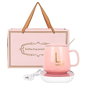 LIFKOME Coffee Mug Warmer with Mug Set Coffee Cup Warmer USB Heating Water Cup Drinking Cup Coffee Cup Mug Warmer for Desk with Auto Shut Off-with Gift Box