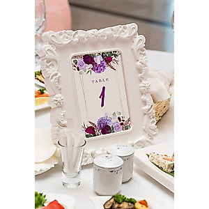 SLS Vision Table Number Cards for Wedding or Other Events. 4x6 Inches, Double-Sided, Numbers 1-25 Plus Head Table Card, Made in USA. Purple Bliss.
