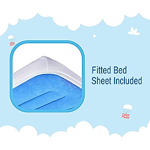 Airvalon Inflatable Toddler Travel Bed with Fitted Bed Sheet + Pump | Portable Toddler Bed for Kids | Toddler Air Mattress | Kids Air Mattress - Blue/Pink