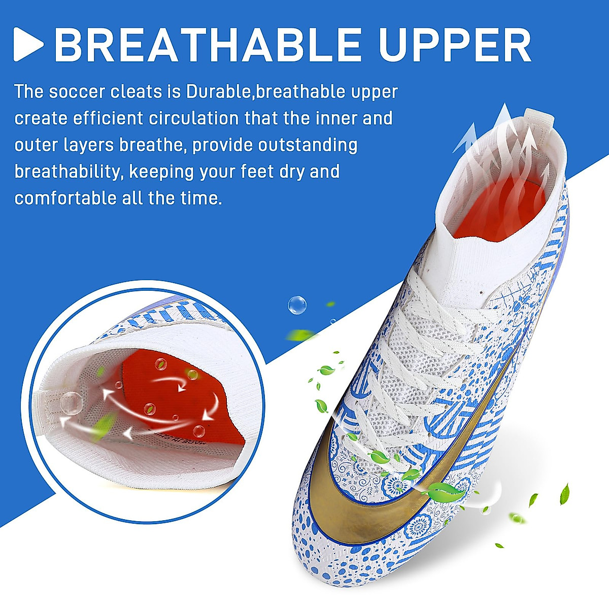 Soccer Cleats Mens Women Football Shoes Tacos de Futbol para Hombre Outdoor Tacos de Futbol High Top Cleats Turf Soccer Shoes Men Futsal Shoes Zapatos Futbol Hombre Professional Spikes AG/FG