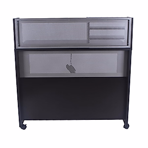 nbf signature series Modern Reception Desk - at Work Mobile Standing Height Checkout Counter Station - 48" W x 30" D Gray Laminate for Front Desk Use and Reception Counter