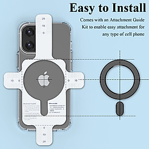 LDSXAY Universal MagSafe Ring, 2 PCS Magnet Sticker Magnetic Adapter Ring Compatible with Magsafe Accessories & Wireless Charging for iPhone 16/15/14/13/12/11 Pro Max Mini, Galaxy S24/S23/S22 (Black)