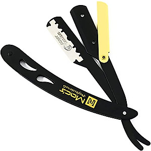BLACK & GOLD COMBINATION Stainless Steel Barber Exchangeale Blade Straight Edge Barber Shaving Razor -Safety Razor -Macs-045B