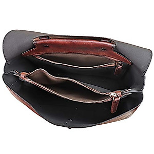 Genuine Leather Satchel Purses Handbags for Women Large Capacity Shoulder Bags Lady Work Top Handle Crossbody Bags (Coffee)