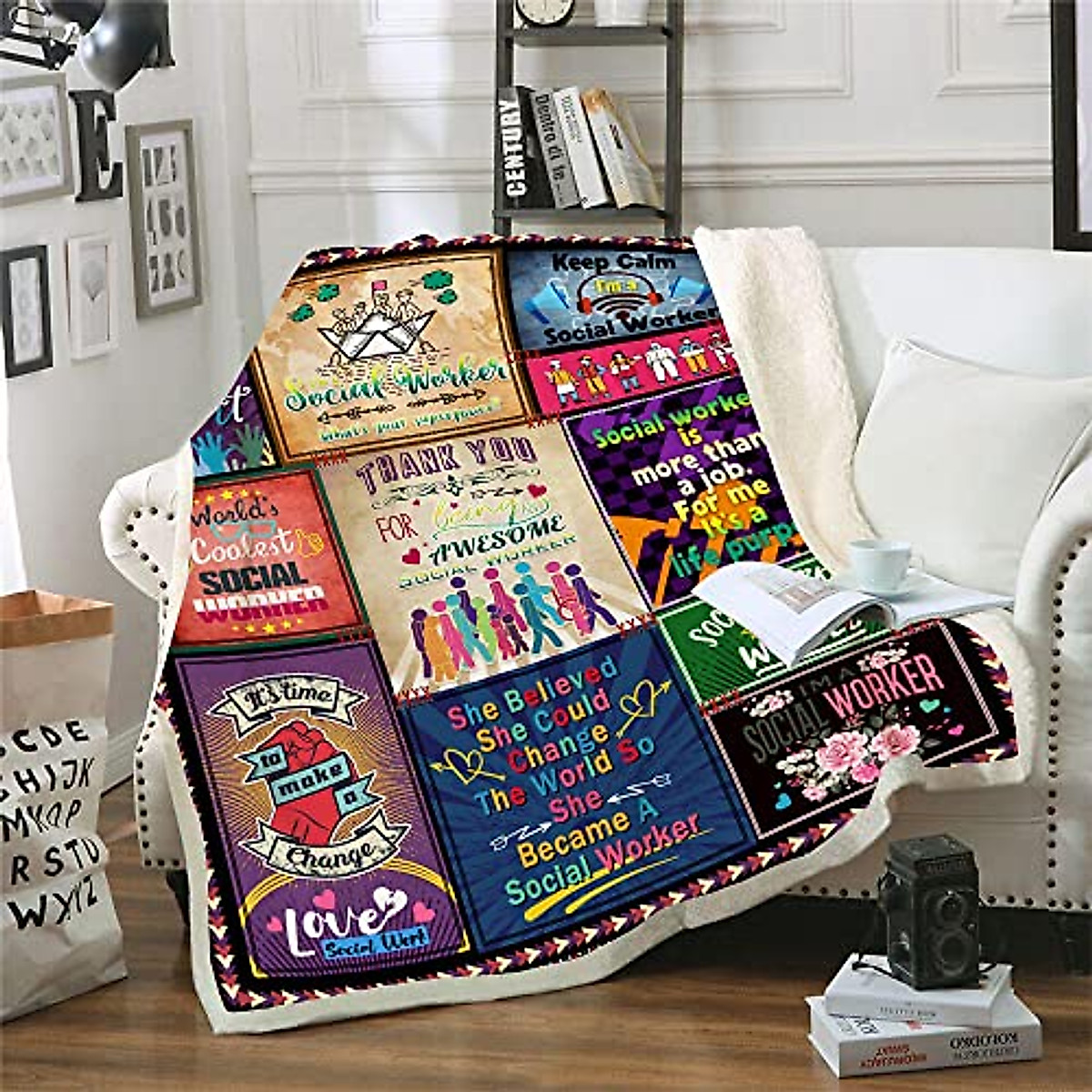 CYREKUD Social Worker Gifts for Women Blanket,Social Worker Gifts Throw Blanket,Social Worker Office Decor Blanket,Social Worker Soft Warm Blanket for Home Bedroom Sofa Couch Christmas Decor 50"x 60"