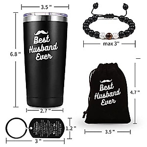 Best Husband Ever Gifts 20 oz Travel Coffee Tumbler Novelty Mug & Cup For Hubby, Unique Gift Idea From Wife For Anniversary, Birthday, Father's Day, Valentine's Day or Christmas, Present for Groom…