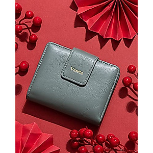 VASETA Small Womens Wallet Pocket Card Case Purse PU Leather Bifold Compact RFID Blocking with ID Window