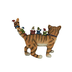 GlitZGlam Patrick The Patriotic Miniature Cat and The Happy Gnomes - A Fairy Garden Gnome Figurine