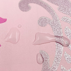 Yifely Vintage Pink Damask Self-Adhesive Shelf Drawer Liner Moisture Proof PVC Mat 45x300cm