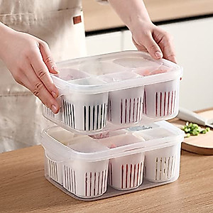 UIYIHIF Food Storage Containers with Lids Airtight 6PCS Reusable Divided Fridge Organizer Removable Individual Plastic Food Containers for Pantry Organization and Storage