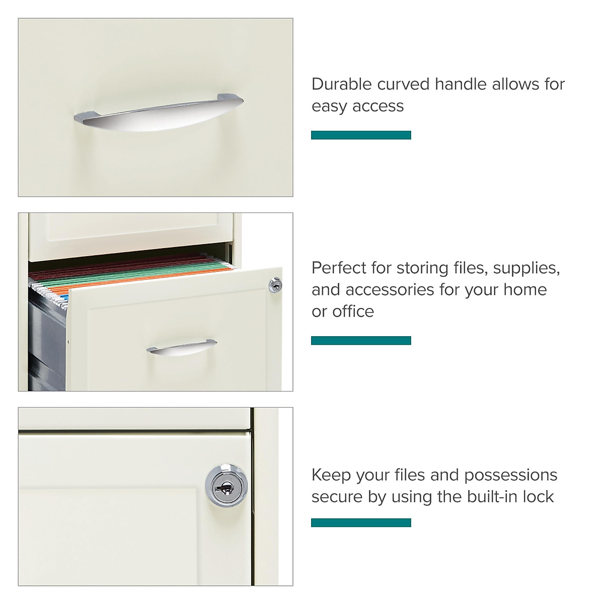 Space Solutions 18" 2 Drawer Mobile Smart Vertical File Cabinet Pearl White