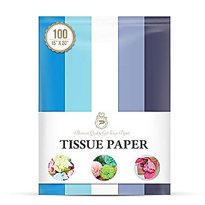 Blue Boy Tissue Paper for Gift Wrapping (5 Assorted Colors), Packaging, Floral, Birthday, Christmas, Halloween, DIY Crafts and More 15" X 20" 100 Sheets