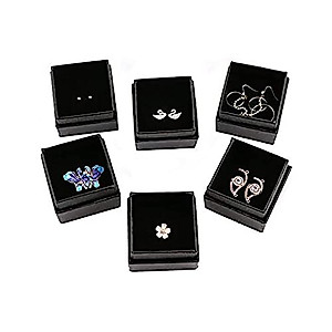 Sdootjewelry Ring Box, 1.97 x 1.97 x 1.57” Kraft Earring Ring Boxes, 50 Pack Square Cardboard Jewelry Gift Boxes Black Small Earring Ring Gift Box with Foam Insert for Wedding Propose Jewelry Packing