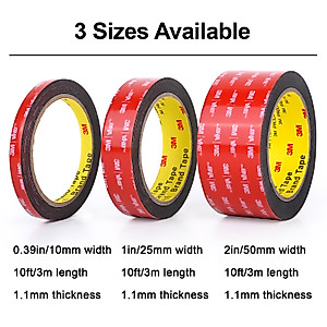 Double Sided Tape Heavy Duty Mounting Tape Strong Adhesive Tape Waterproof Foam Tape Picture Hanging Strips Carpet Tape Rug Gripper for LED Strip Light Indoor and Outdoor (2in X 10ft)