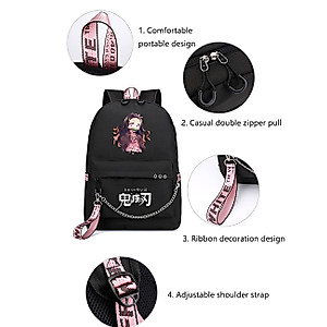 WZCSLM Anime Cosplay Laptop Backpack with USB Charging Port, Middle School College Bookbags for Women Men (black)