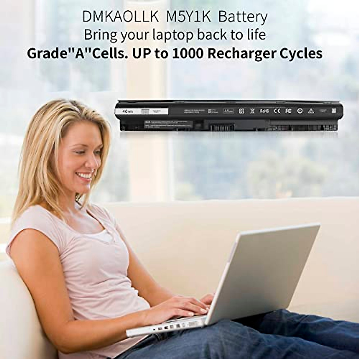 40WH M5Y1K 14.8V Battery for Dell Inspiron 14 15 17 5000 3000 Series 5559 5558 3551 3451 3558 i3558 3567 5755 5756 5458 5759 5758 5759 GXVJ3 453-BBBQ WKRJ2 VN3N0 HD4J0 991XP P63F P47F P51F P52F P64G