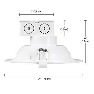 6" LED Integrated Ridged Spot Baffle Round Trim Recessed Lighting Kit 4-Pack, 11 Watts, Energy Star, CEC Title 24 Compliant, IC Rated, Dimmable, White, 6.25" Hole Size,91340